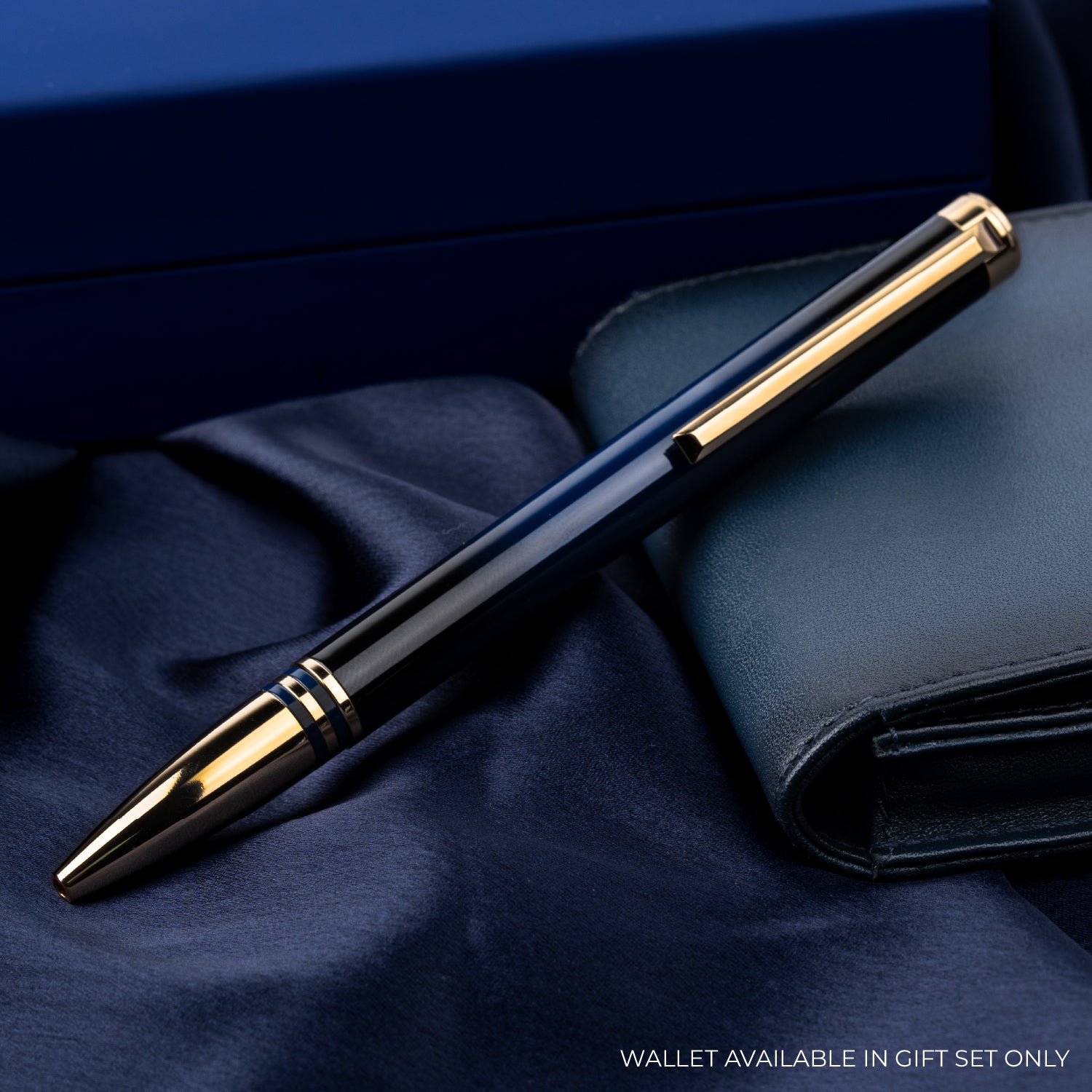 Contemporary Torque Ballpoint Pen with Gold Trim - Blue